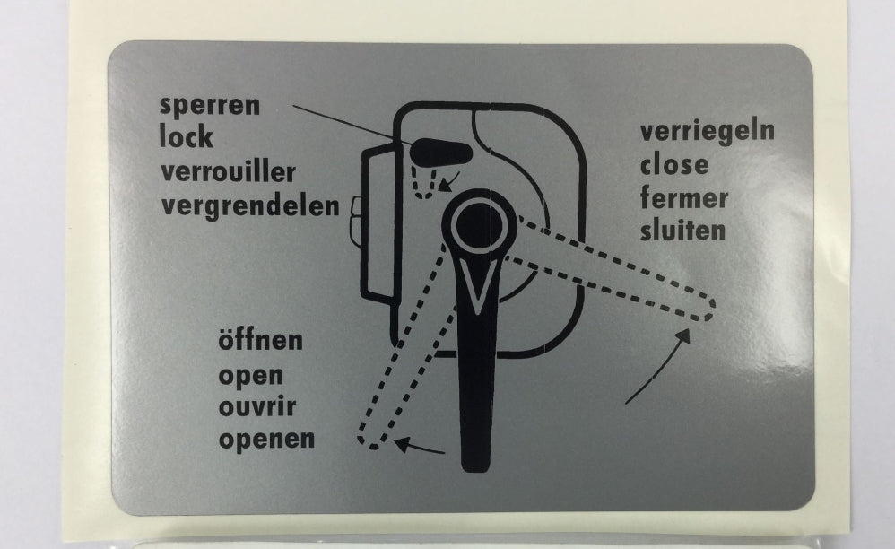 Sticker Sliding Side Door "Lock Open Close" Type 2 Kombi 1968-79 LHD ...